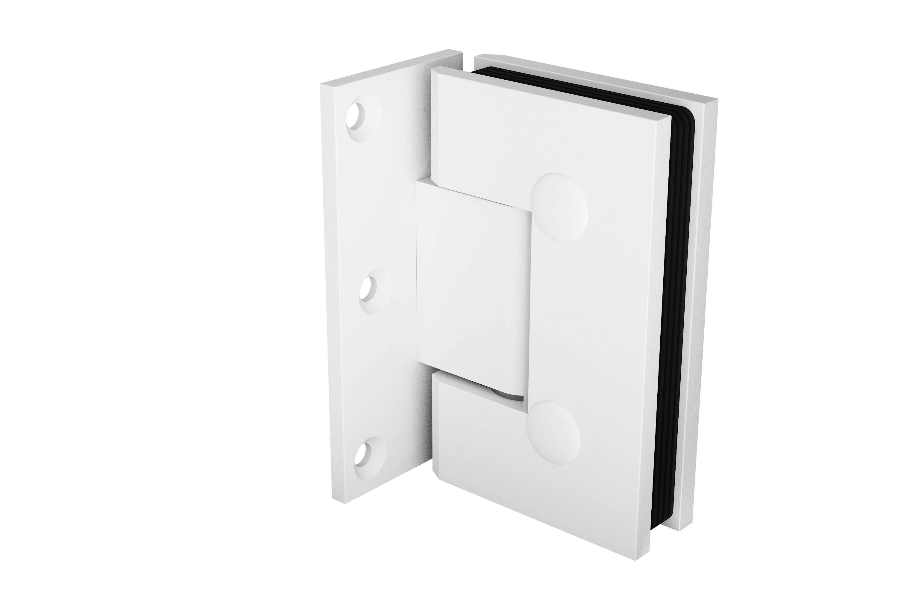 Matt White Offset Wall to Glass Shower Screen Door Hinge